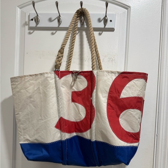 SEABAGS | Bags | Seabags Red And Blue Tote Bag Sail Material | Poshmark